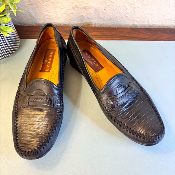 Mezlan | Shoes | Mezlan Genuine Lizard Black Loafers Womans 85 | Poshmark